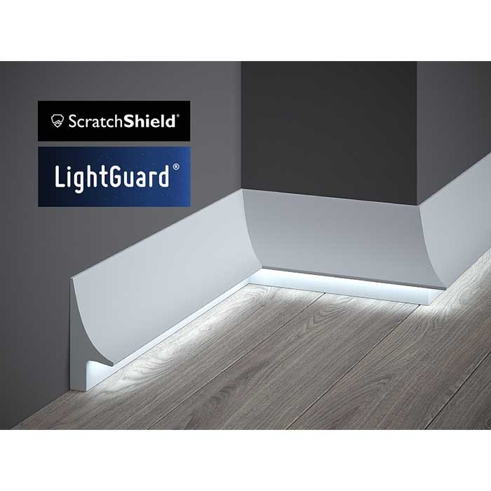 Plinta decorativa cu canal pentru banda led din duropolimer 200 x 9,3 x ...