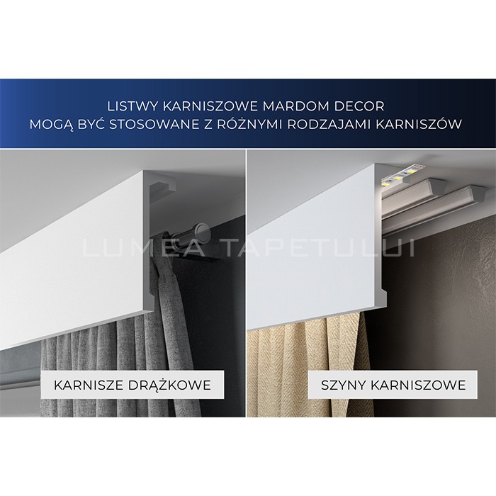 Cornisa LED decorativa polimer dur 12 x 4 x 200 cm Mardom QL035T ...