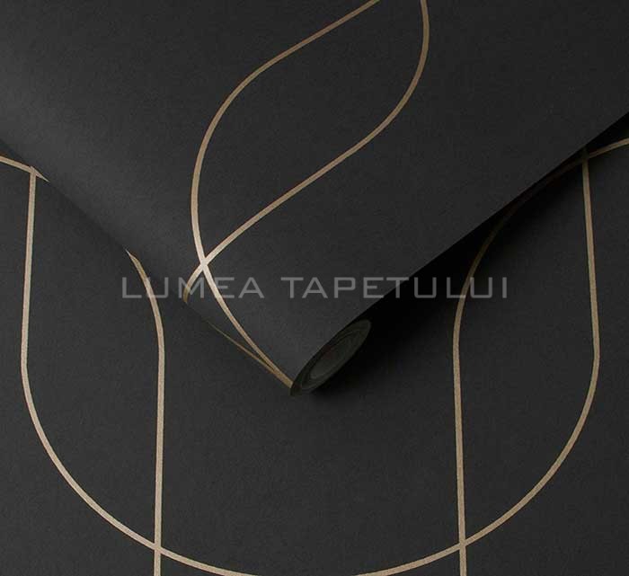 Tapet dormitor model geometric culoare negru - auriu Pioneer 112188 ...